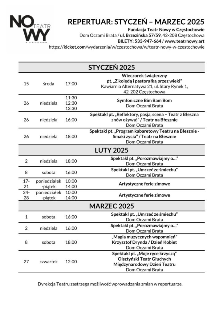 Jakie plany ma Teatr Nowy w Częstochowie na 2025 rok? - Gazeta Regionalna
